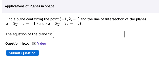 Solved Applications of Planes in SpaceFind a plane | Chegg.com