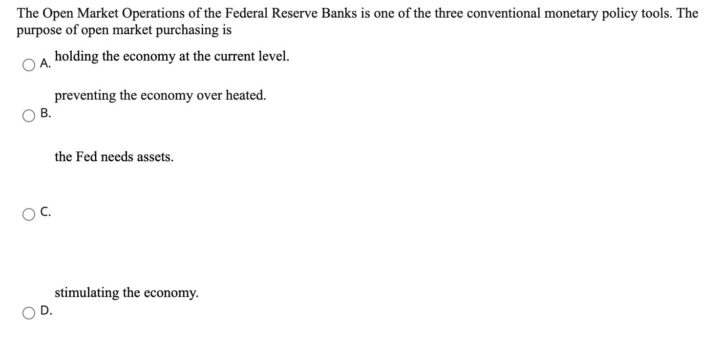 Solved The Open Market Operations of the Federal Reserve | Chegg.com