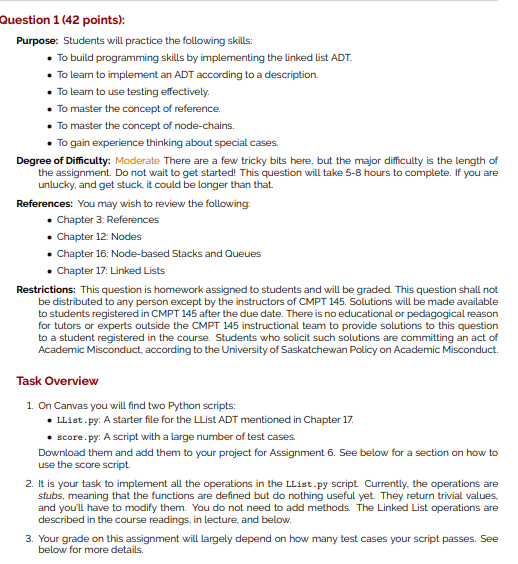 Question 1 (42 points): Purpose: Students will | Chegg.com