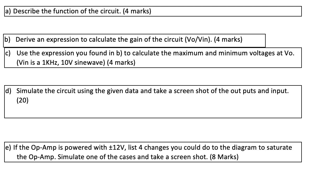 C2. For the circuit with Op-Amp shown in Figure 1, | Chegg.com