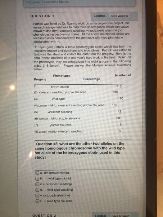 Solved s Question Completion Status: QUESTION 1 3 pointsSave | Chegg.com