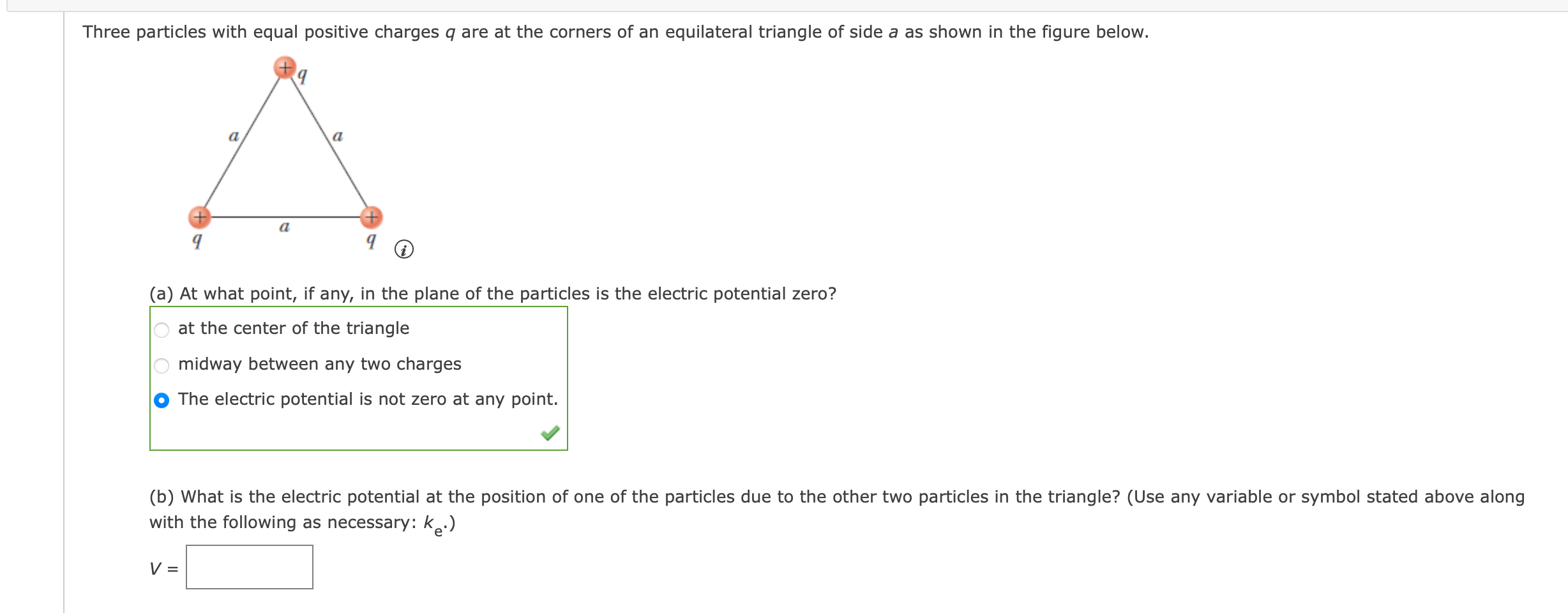 Solved Three particles with equal positive charges q ﻿are at | Chegg.com