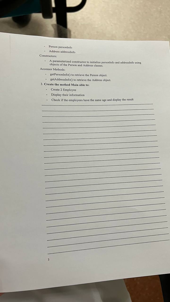 Solved Accessor Methods: - getName: to retrieve the name. - | Chegg.com