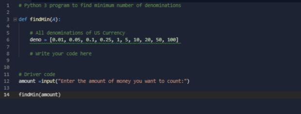 Solved Problem: 1. Counting money Find the minimum number of | Chegg.com