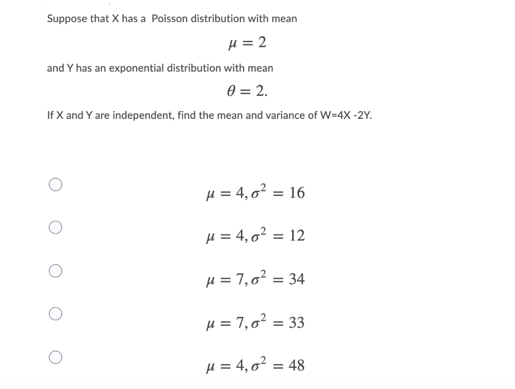 Solved Suppose that X has a Poisson distribution with mean = | Chegg.com