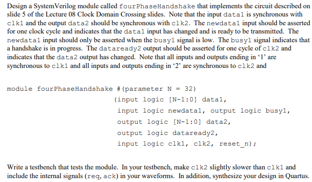 System Verilog Question System Verilog Question | Chegg.com