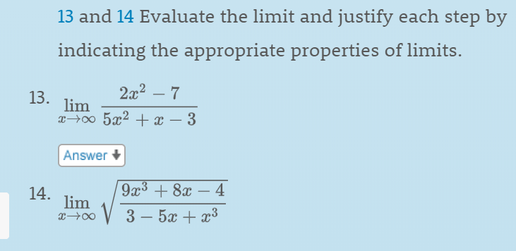 Solved 13 and 14 Evaluate the limit and justify each step by | Chegg.com