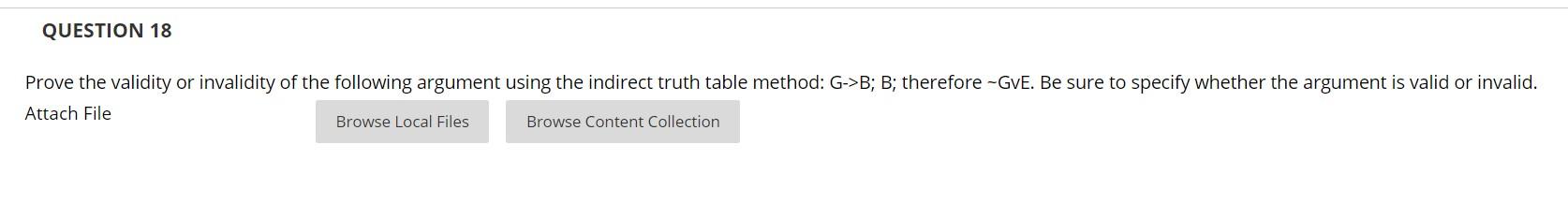 Solved QUESTION 18 Prove the validity or invalidity of the | Chegg.com