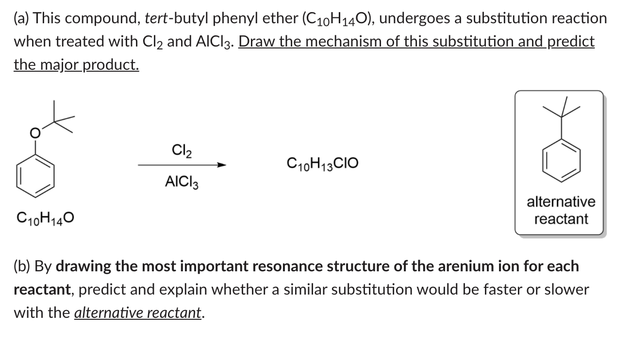 Solved (a) This compound, tert-butyl phenyl ether (C10H140), | Chegg.com