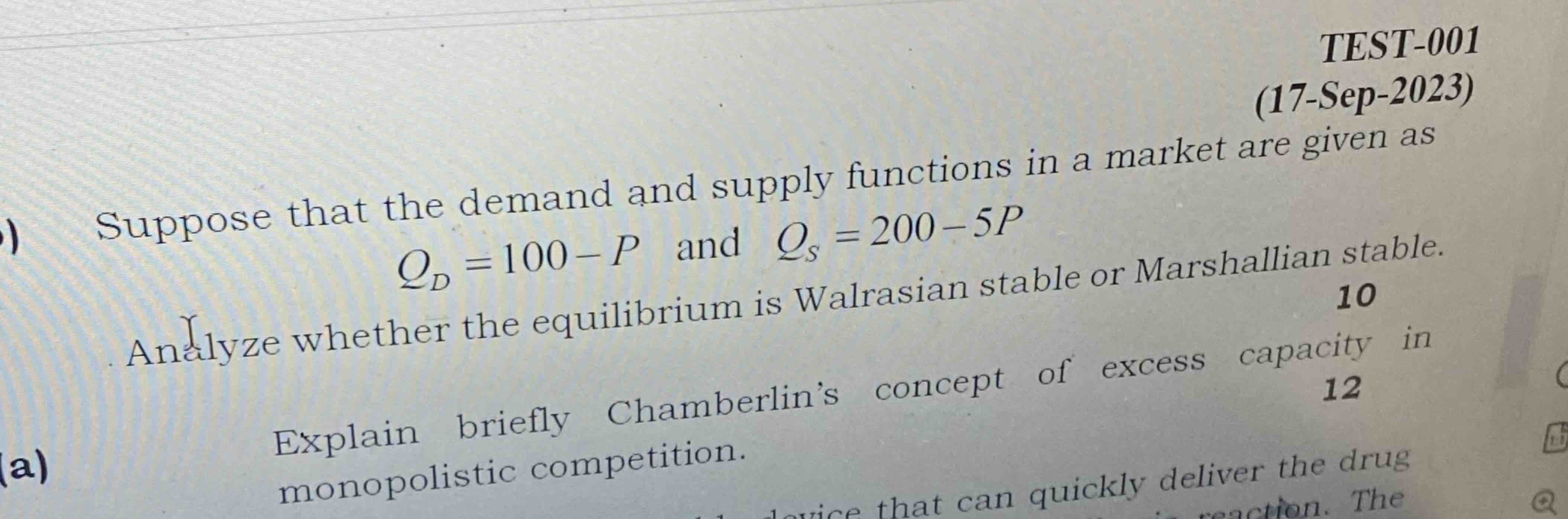 Solved Suppose that the demand and supply functions in a | Chegg.com
