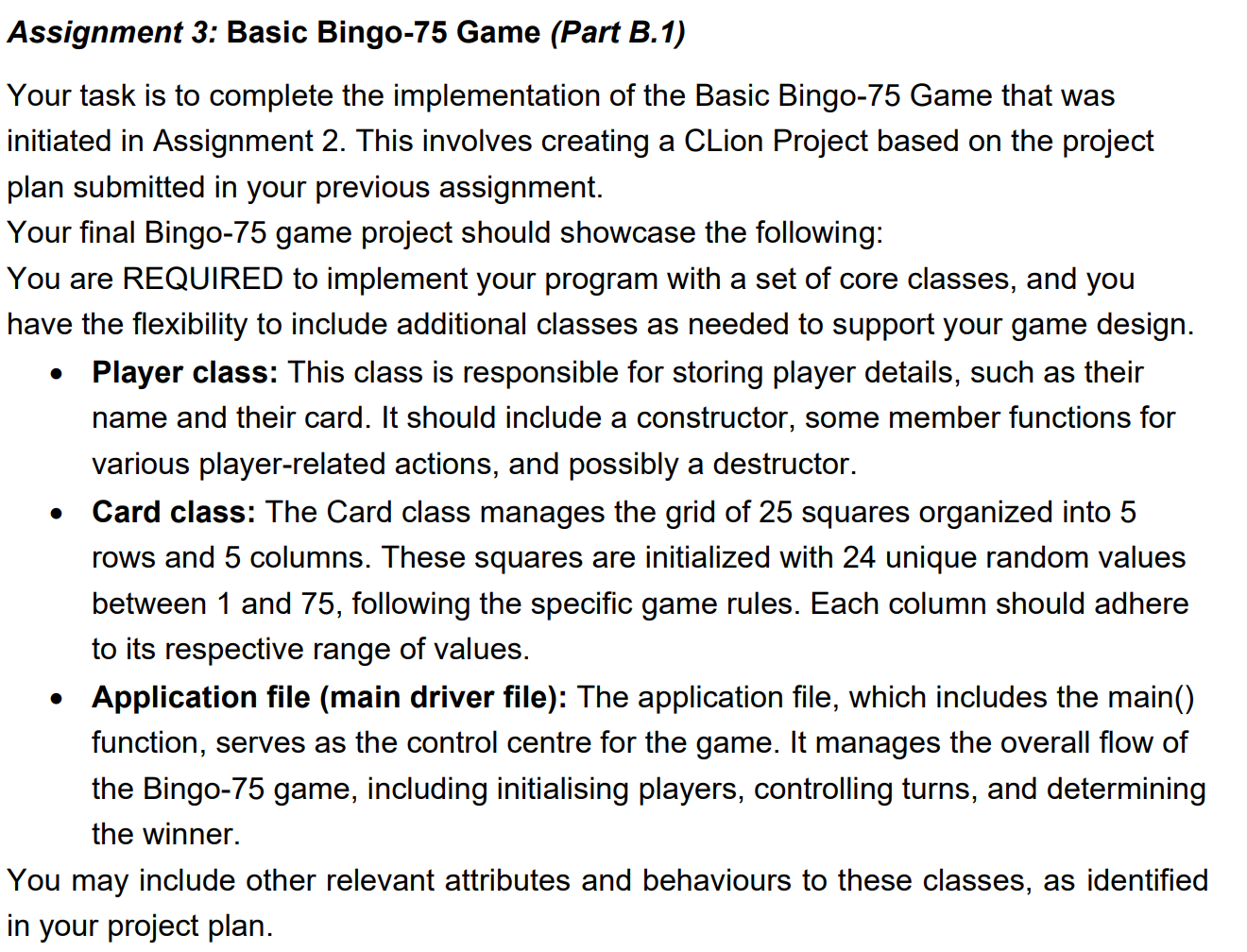 Solved Assignment 3: Basic Bingo-75 ﻿Game (Part B.1)Your | Chegg.com