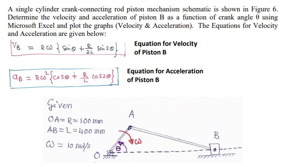 Solved A single cylinder crank-connecting rod piston | Chegg.com