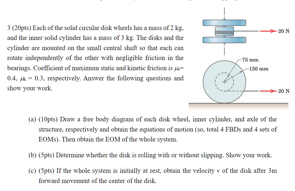3 (20pts) Each of the solid circular disk wheels has | Chegg.com