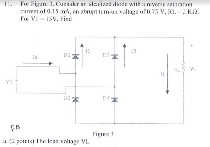 Solved 11. For Figure 3, Consider an idealized diode with a | Chegg.com
