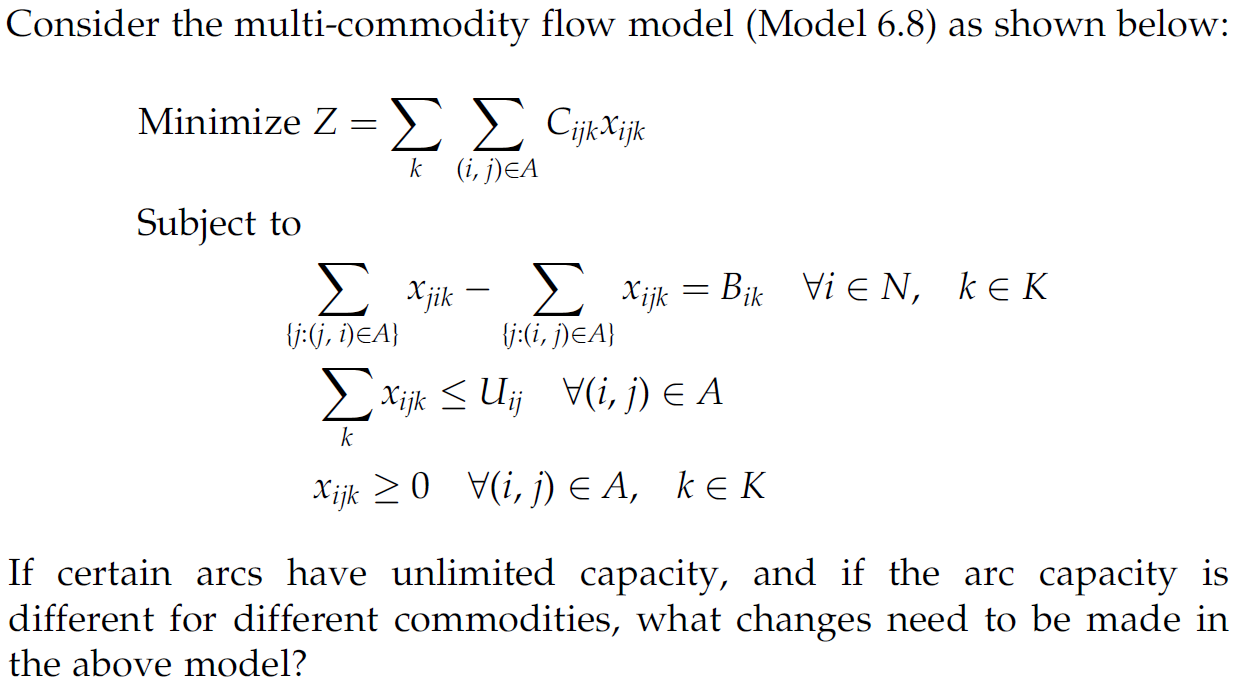Solved Consider the multi-commodity flow model (Model 6.8) | Chegg.com