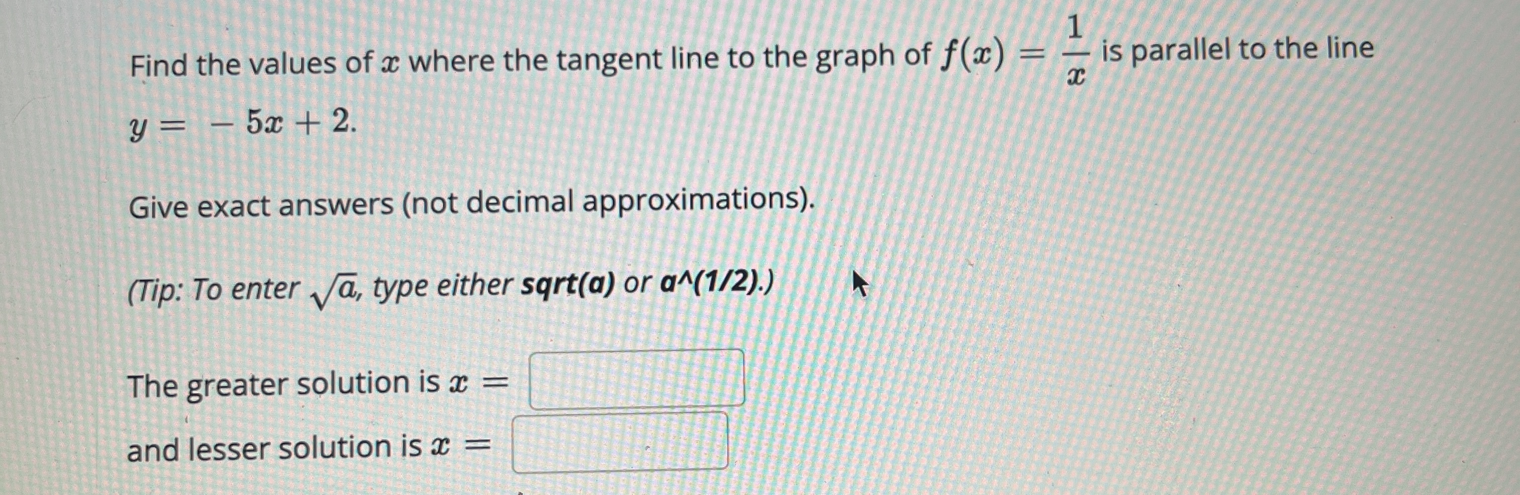 Solved Find the values of x ﻿where the tangent line to the | Chegg.com