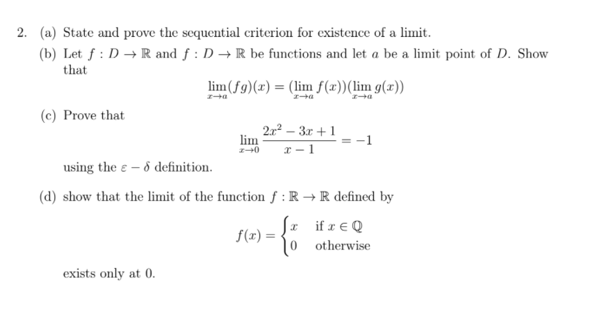 Solved 2. (a) State and prove the sequential criterion for | Chegg.com
