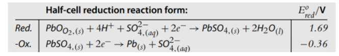 Solved The half reactions that takes place in a lead acid | Chegg.com
