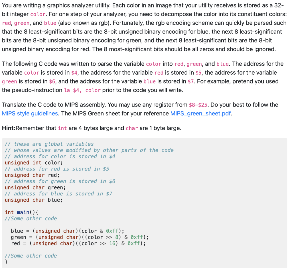 Solved You are writing a graphics analyzer utility. Each | Chegg.com