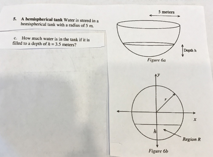 Solved A hemispherical tank Water is stored in a | Chegg.com