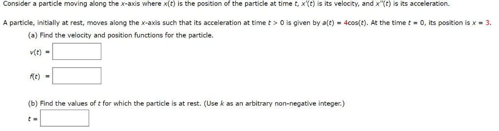 Solved 1.) Consider a particle moving along the x-axis where | Chegg.com