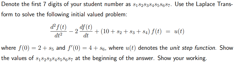 Solved Denote the first 7 digits of your student number as | Chegg.com