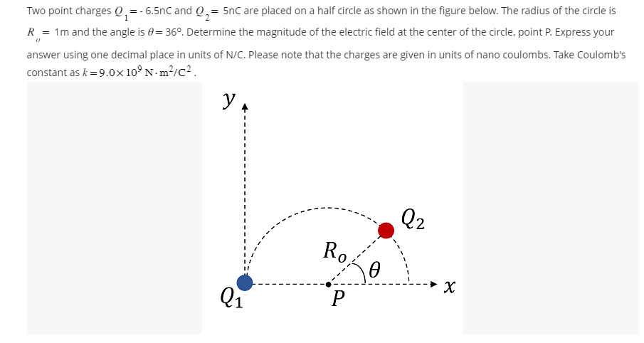 Solved Two point charges Q1=−6.5nC and Q2=5nC are placed on | Chegg.com