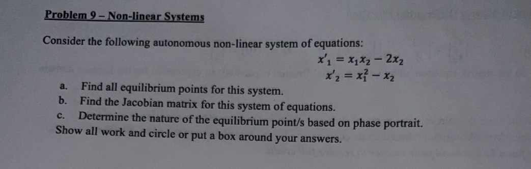 Solved Consider the following autonomous non-linear system | Chegg.com