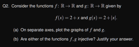 Solved Q2. Consider the functions f: R+R and g: R+R given by | Chegg.com