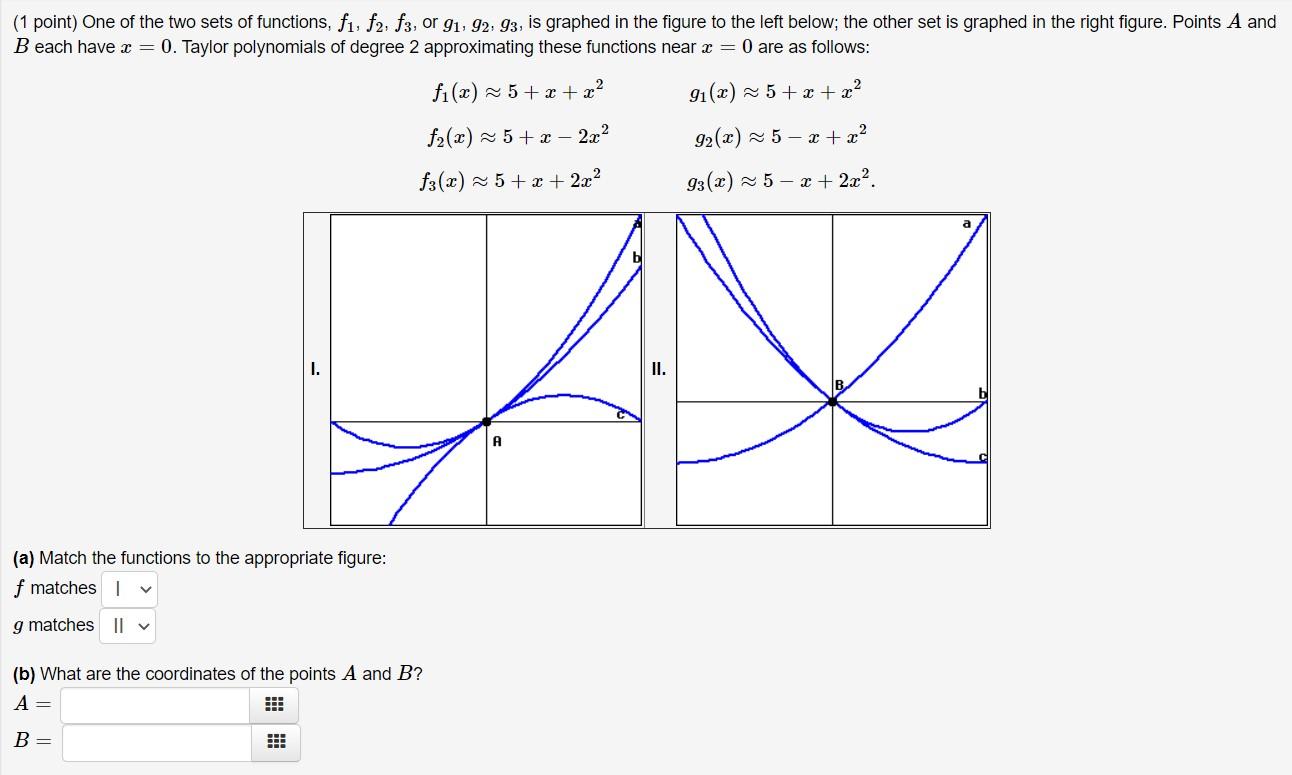 Solved (1 point) One of the two sets of functions, f1, f2, | Chegg.com