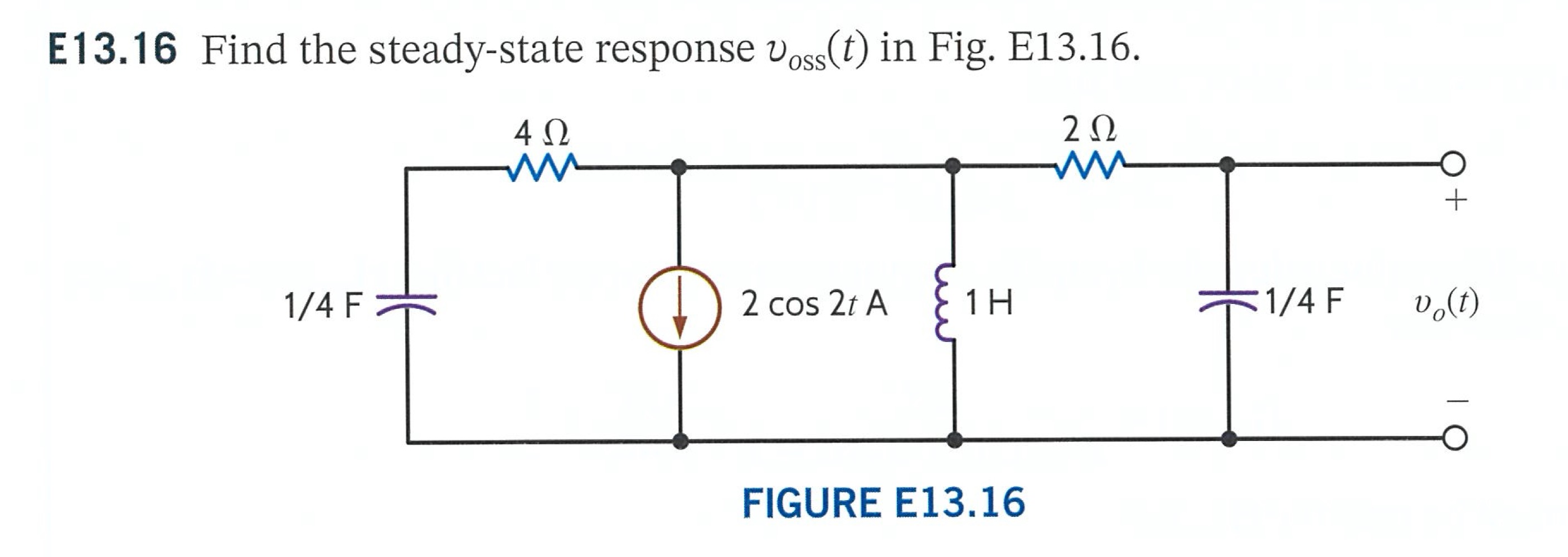 Solved E13.16 Find the steady-state response v_("oss ")(t) | Chegg.com