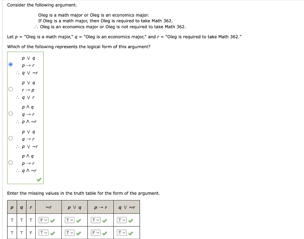 Consider the following argument. Oleg is a math | Chegg.com