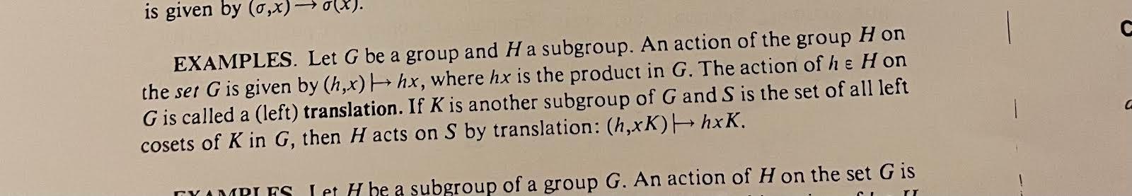 Solved EXAMPLES. Let G be a group and H a subgroup. An | Chegg.com
