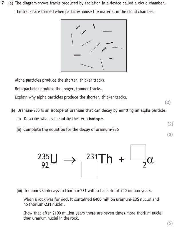 Solved 7 (a) The diagram shows tracks produced by radiation | Chegg.com