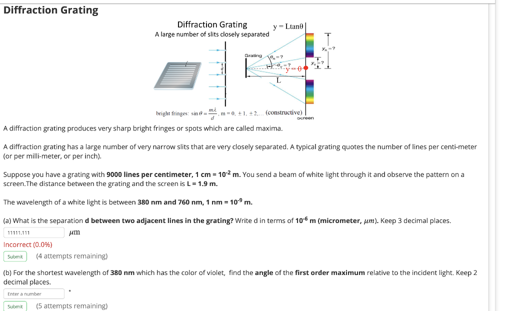 Solved Diffraction Grating Diffraction Grating A Large Chegg