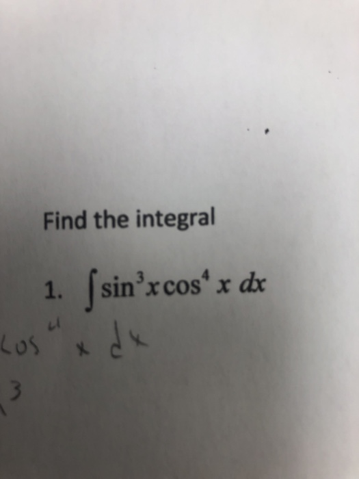 Solved Find the integral 1. sin'x cos x dx Losd | Chegg.com