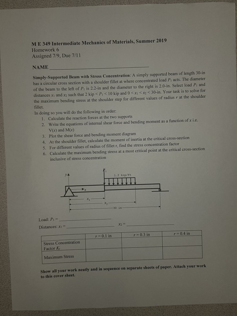 Solved ME 349 Intermediate Mechanics of Materials, Summer | Chegg.com
