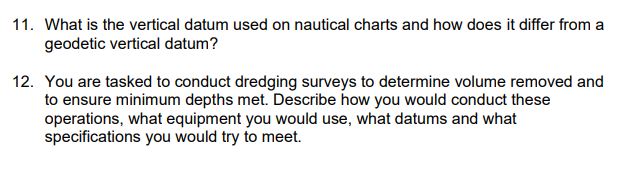 Solved 11. What is the vertical datum used on nautical | Chegg.com