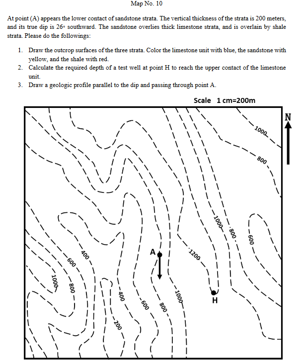 At point (A) ﻿appears the lower contact of sandstone | Chegg.com