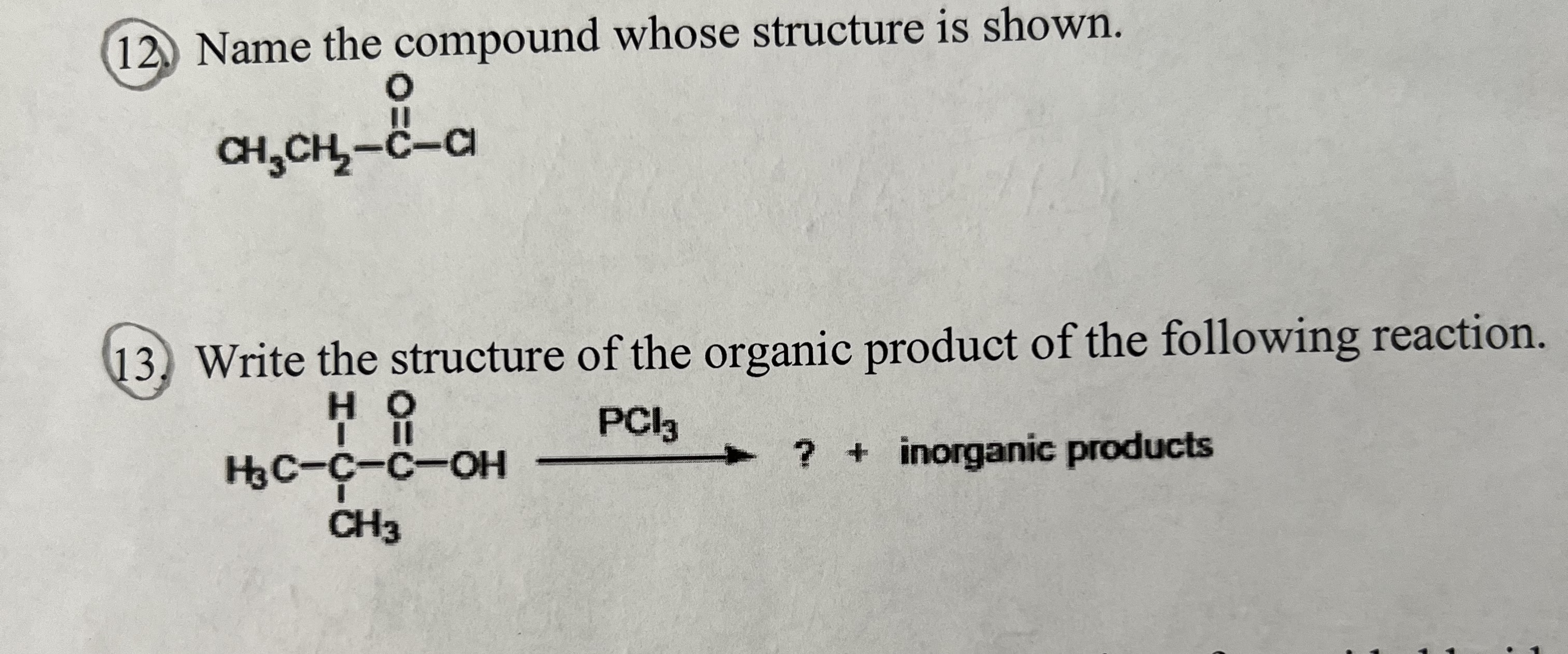 Solved 12.) Name the compound whose structure is shown. 13. | Chegg.com