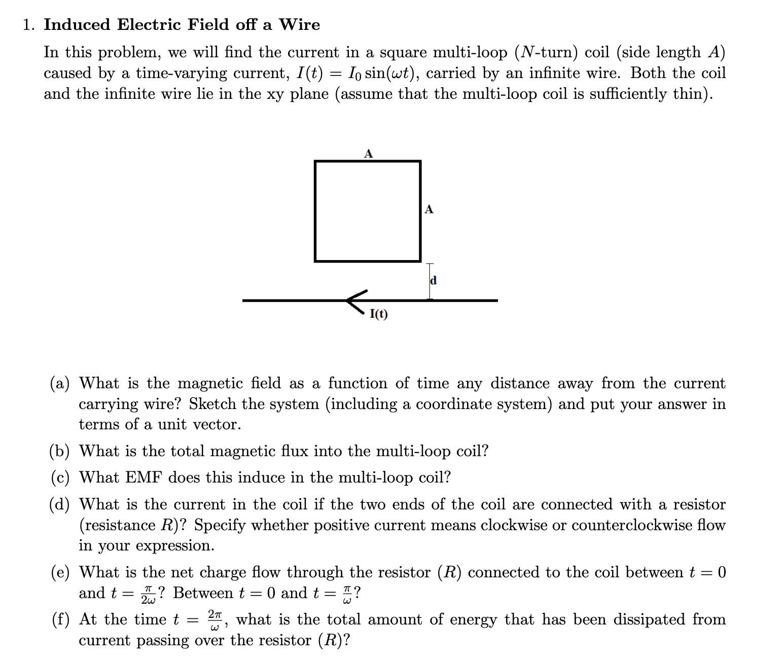 Solved Induced Electric Field off a Wire In this problem, we | Chegg.com