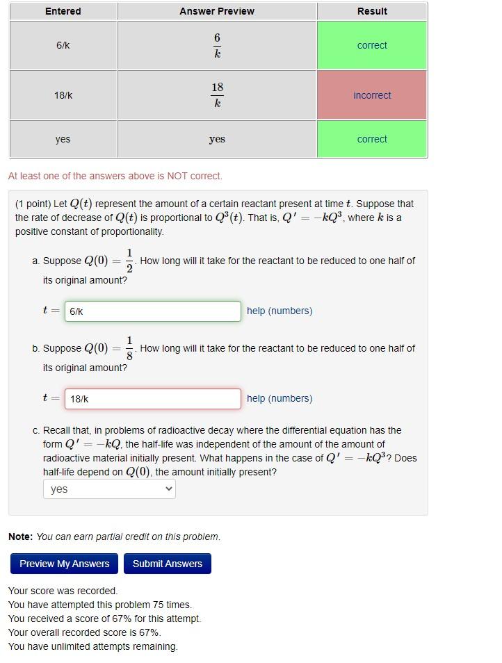 Solved At least one of the answers above is NOT correct. (1 | Chegg.com