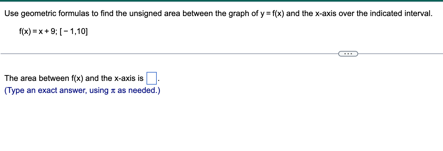 Solved Use geometric formulas to find the unsigned area | Chegg.com