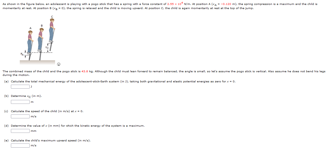 Solved momentarily at rest. At position B(xB=0), the spring | Chegg.com