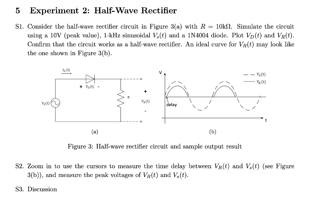 Solved 5 Experiment 2: Half-Wave Rectifier S1. Consider the | Chegg.com