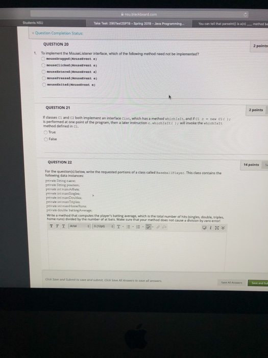 Solved QUESTION 23 2 points The ActionListener interface | Chegg.com
