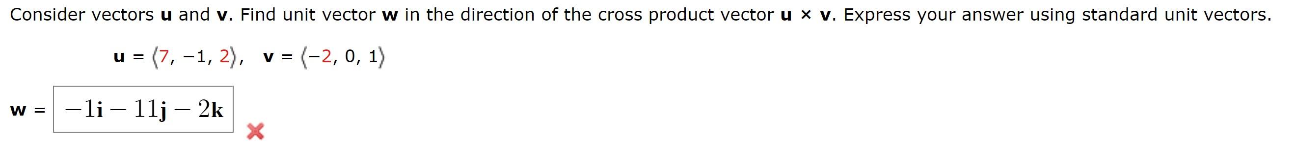 Solved Consider vectors u and v. Find unit vector w in the | Chegg.com