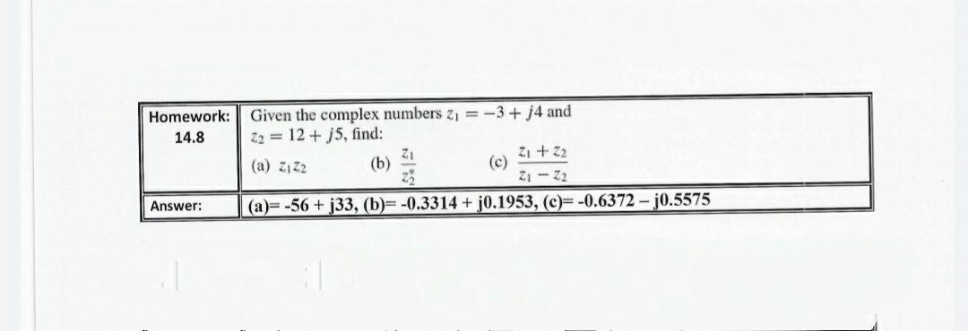 Solved Homework: 14.8 Given the complex numbers 2 = -3 + j4 | Chegg.com