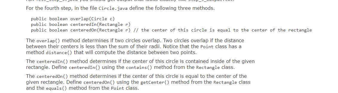 Solved For the second step, in the file Circle.java define | Chegg.com