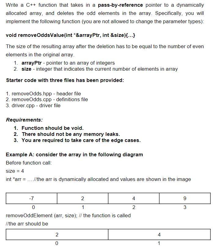 Solved Write a C++ function that takes in a | Chegg.com
